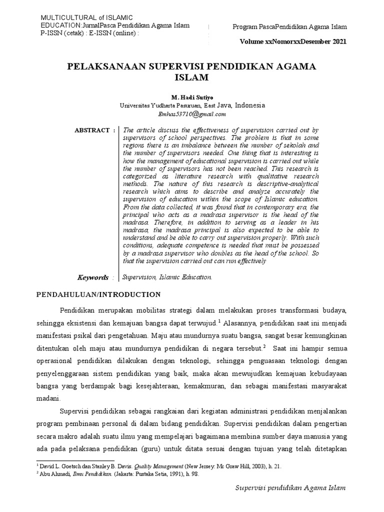 Supervisi Pend. Islam | PDF
