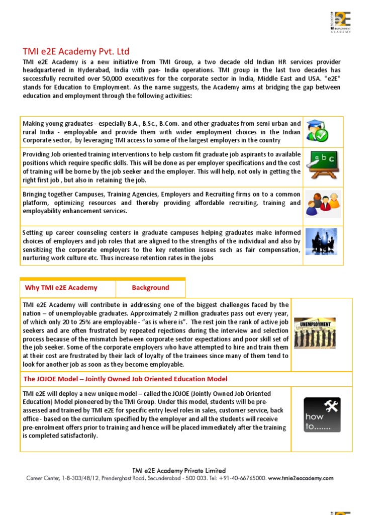 Introduction On TMI E2e Academy Pvt. Ltd. | PDF | Employment | Economies
