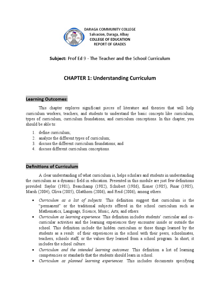 Understanding the Foundations of Curriculum: Definitions, Types, and ...
