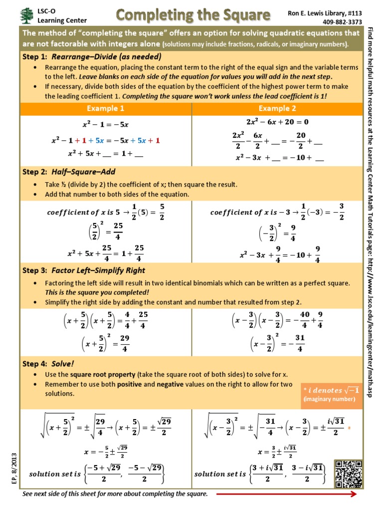 Completing The Square Methods | Download Free PDF | Quadratic Equation ...