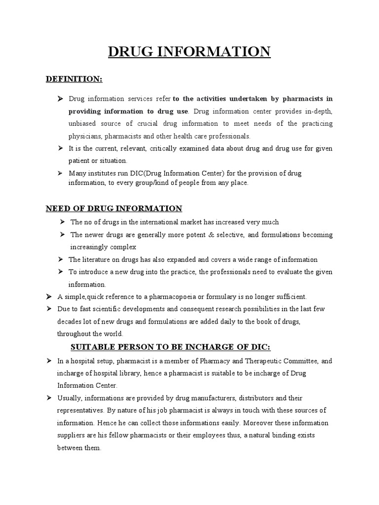 Drug Information | PDF | Pharmacy | Health Care