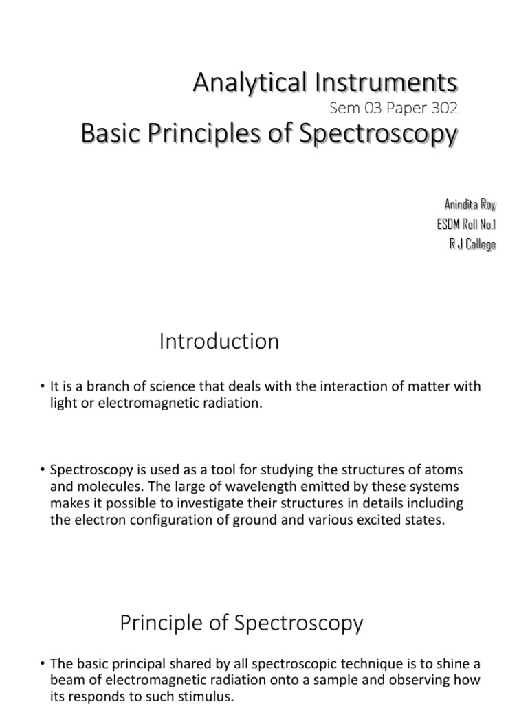 Analytical Instruments Basics of Spectroscopy 1 | PDF | Spectroscopy ...