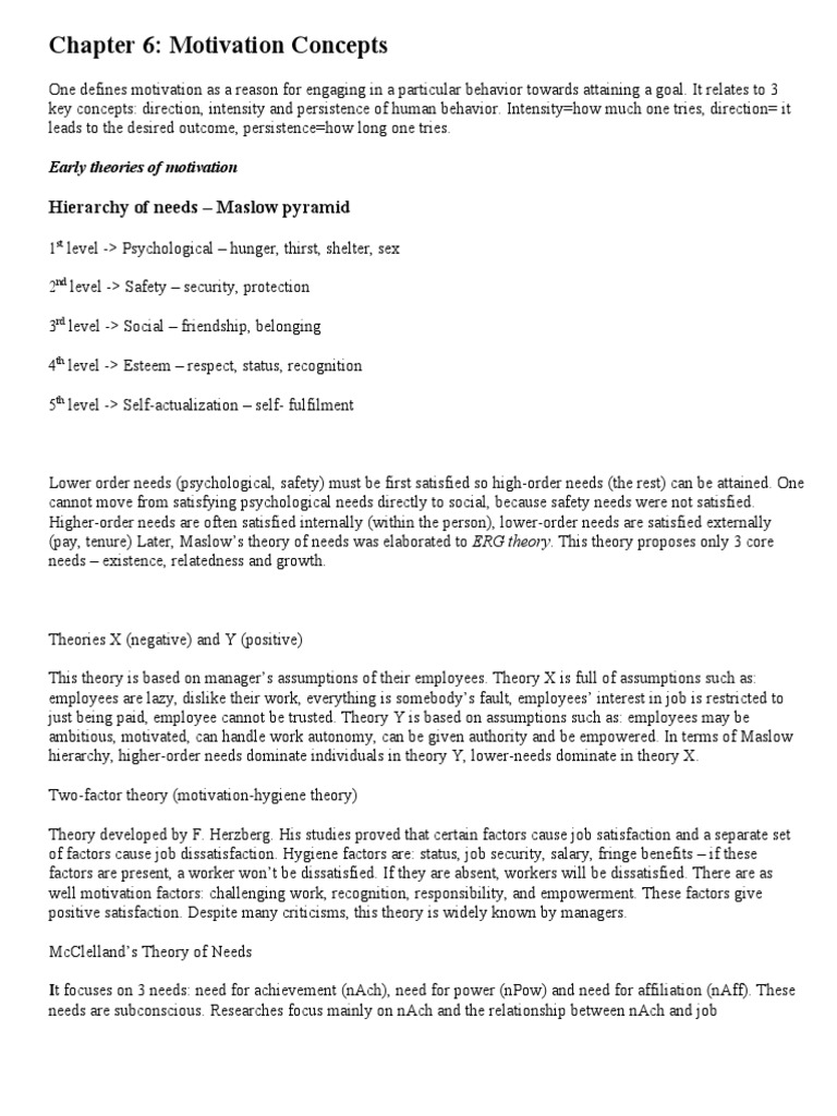 Chapter 6: Motivation Concepts: Hierarchy of Needs - Maslow Pyramid ...