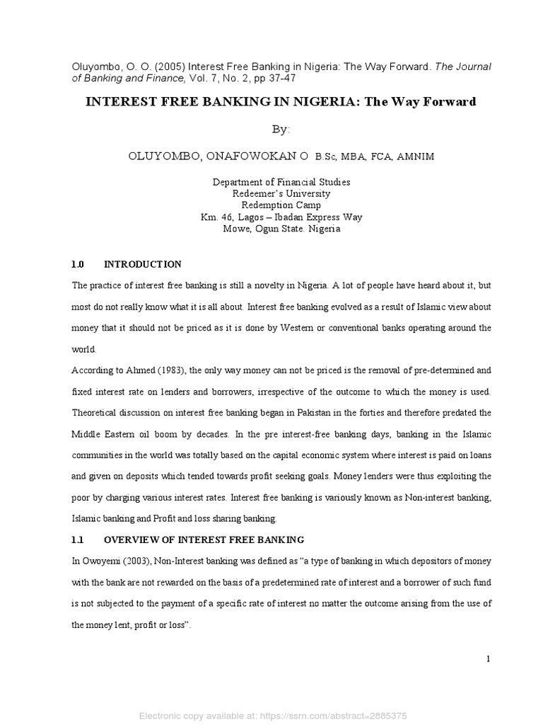 Interest Free Banking | PDF | Interest | Banks
