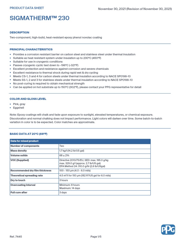 Sigmatherm™ 230: Product Data Sheet | PDF | Legal Liability | Epoxy