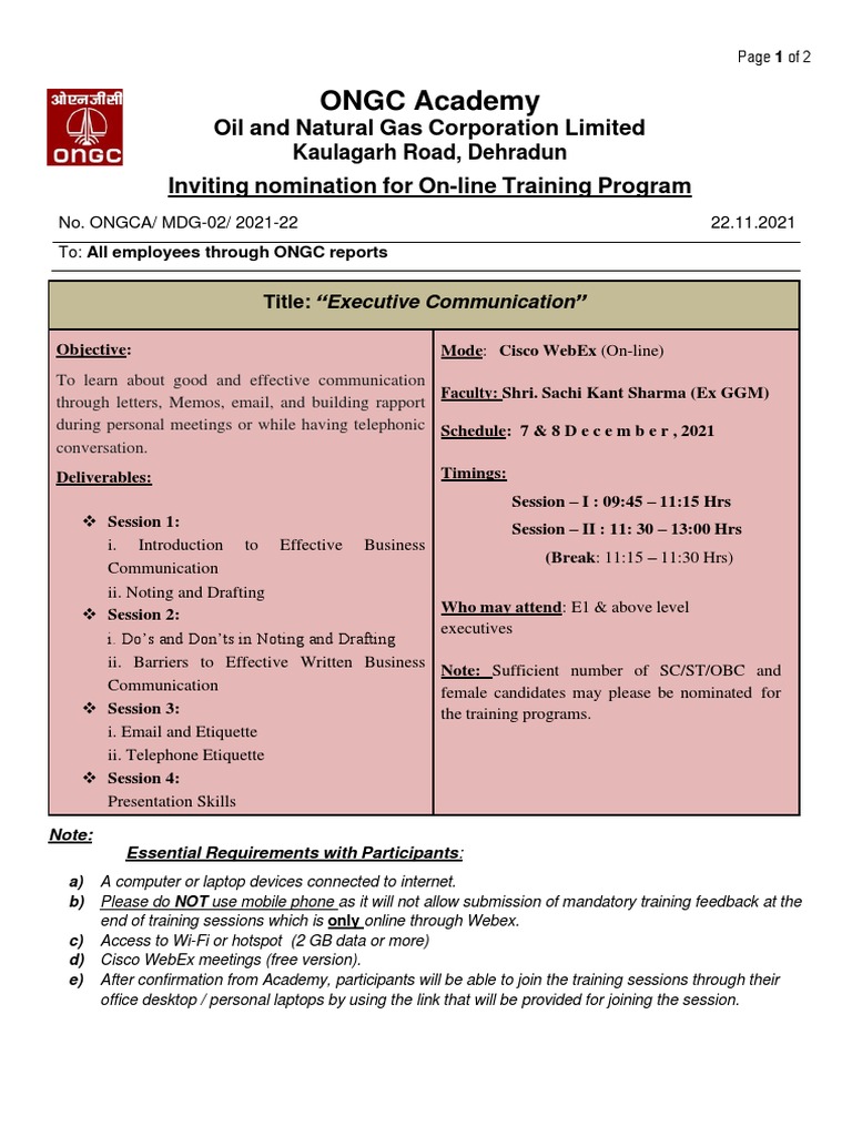 ONGC Academy: Oil and Natural Gas Corporation Limited Inviting ...