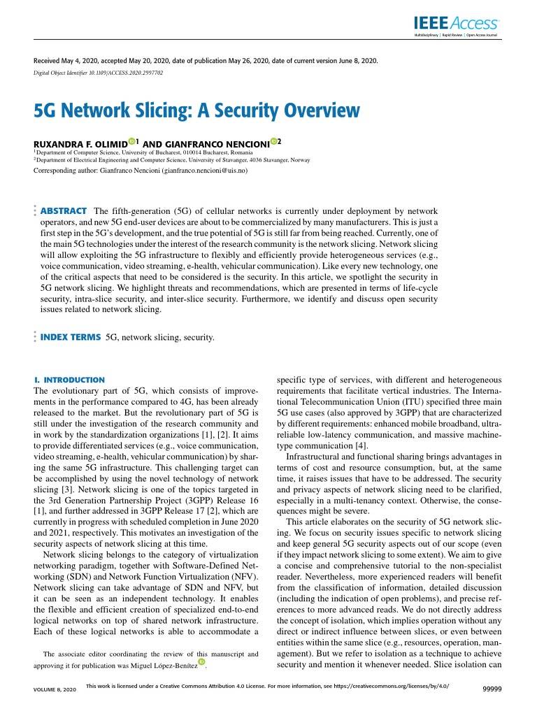 5G Network Slicing: A Security Overview | PDF | Computer Network | Authentication