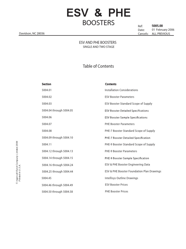 Ingersol-Rand-Air-Compressor PHE Booster Eng Data | PDF | Piston ...