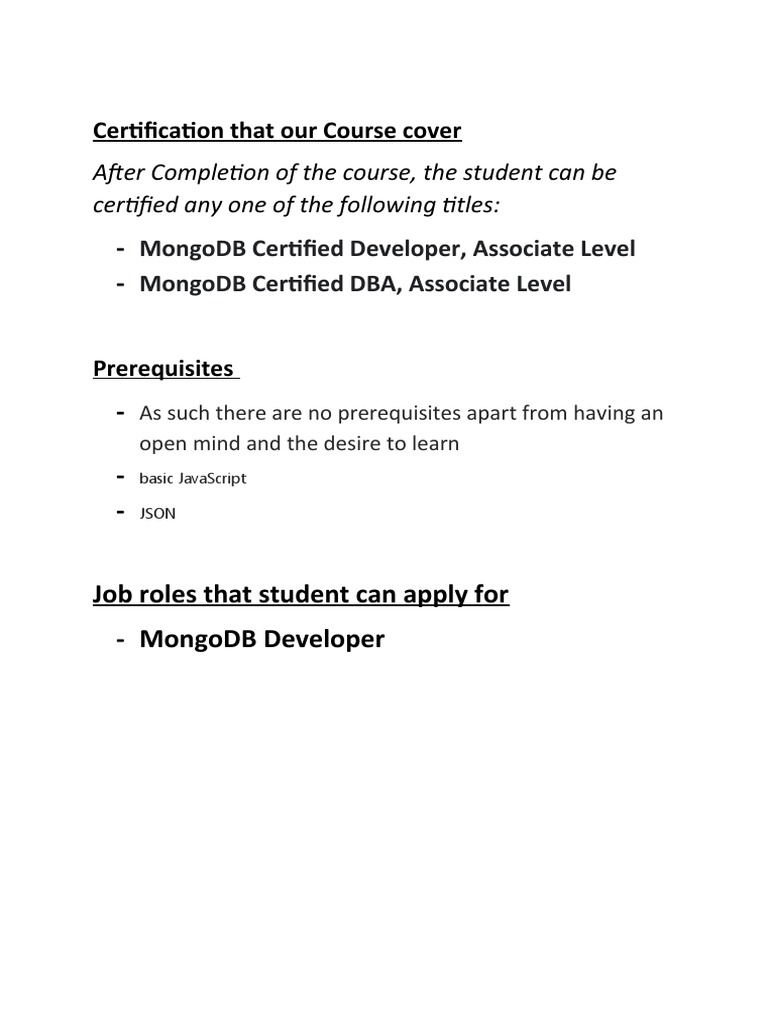 Mongodb Course Information | PDF | Computers