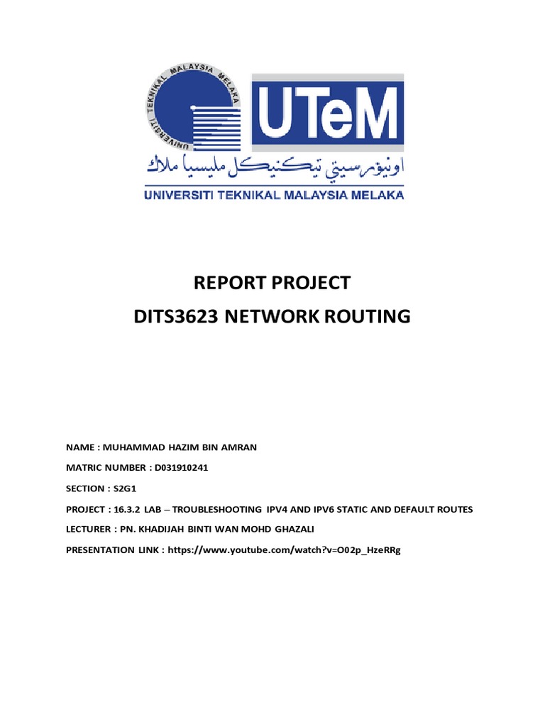 Report Project Dits3623 Network Routing | PDF | Computer Network | Routing