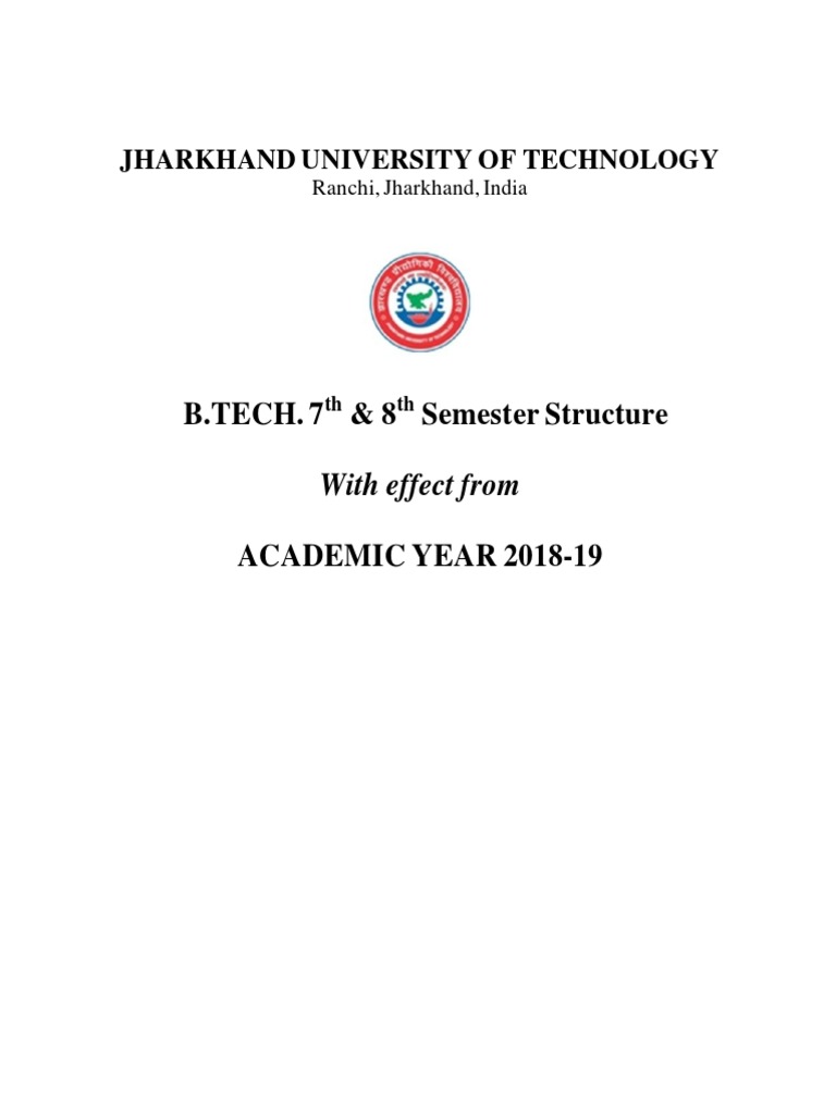 B.Tech 7th & 8th Sem Structure & Syllabus, JUT Ranchi | PDF | Fluid ...