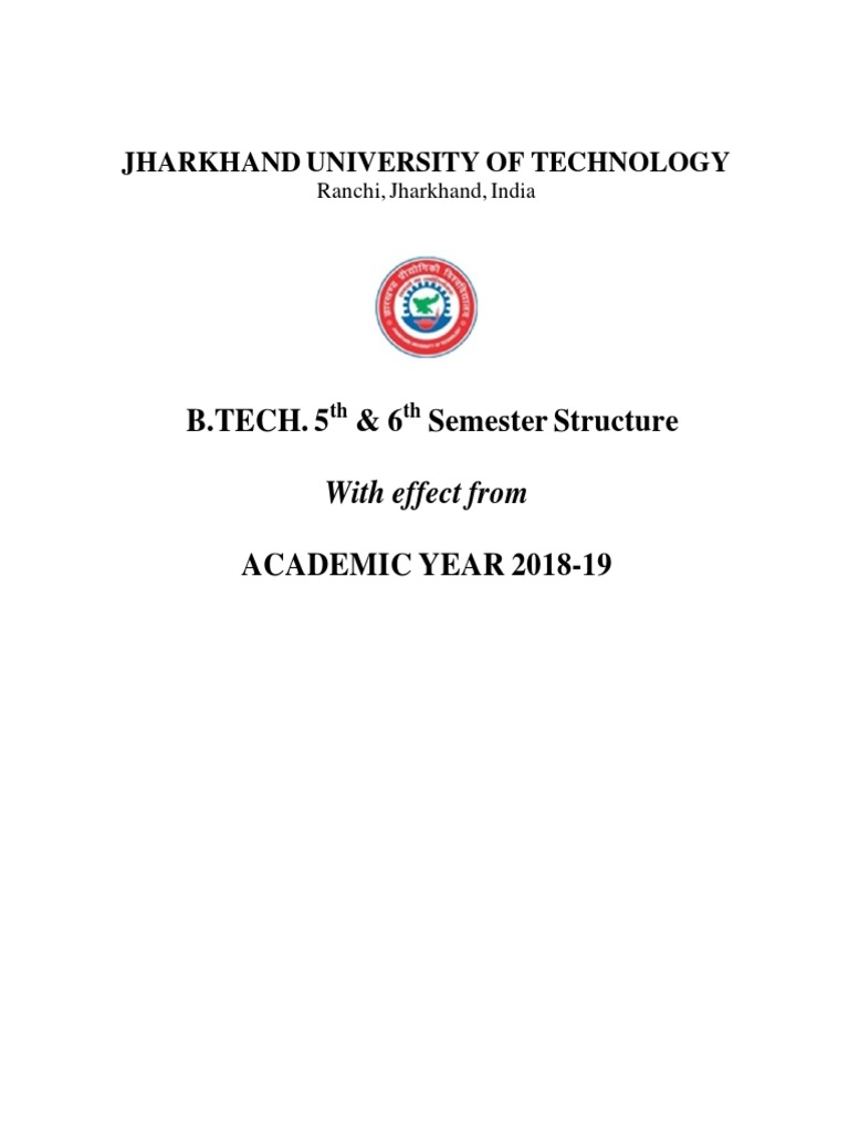 Updated B.Tech 5th & 6th Sem Structure & Syllabus JUT, Ranchi | PDF ...