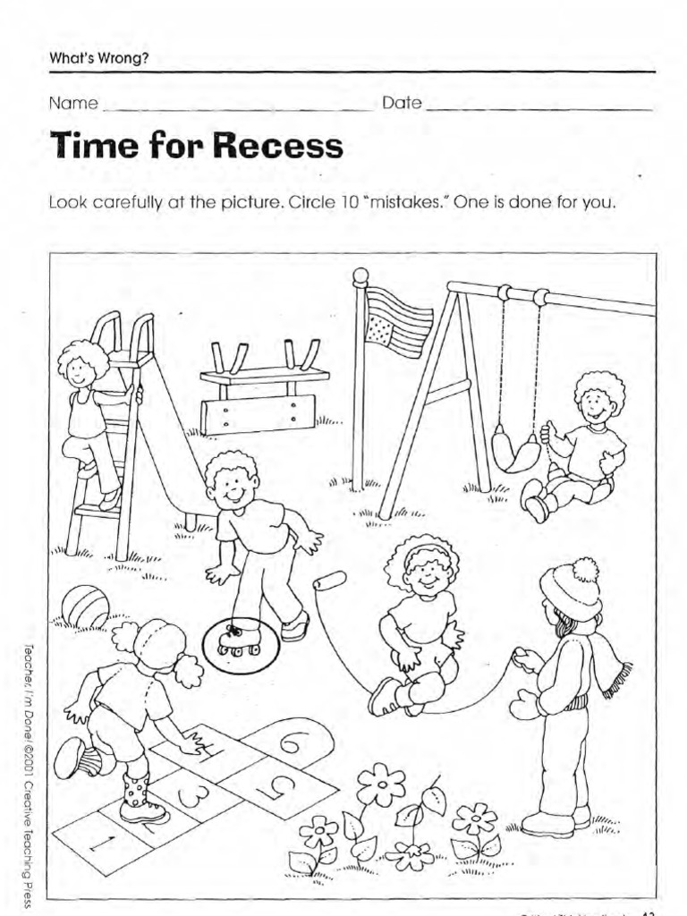 Time For Recess: Name - Date | PDF