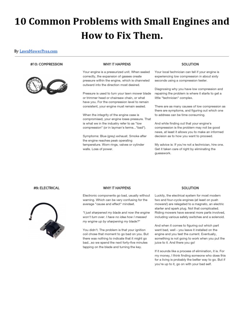 Small Engine Troubleshooting Guide | PDF | Gasoline | Carburetor