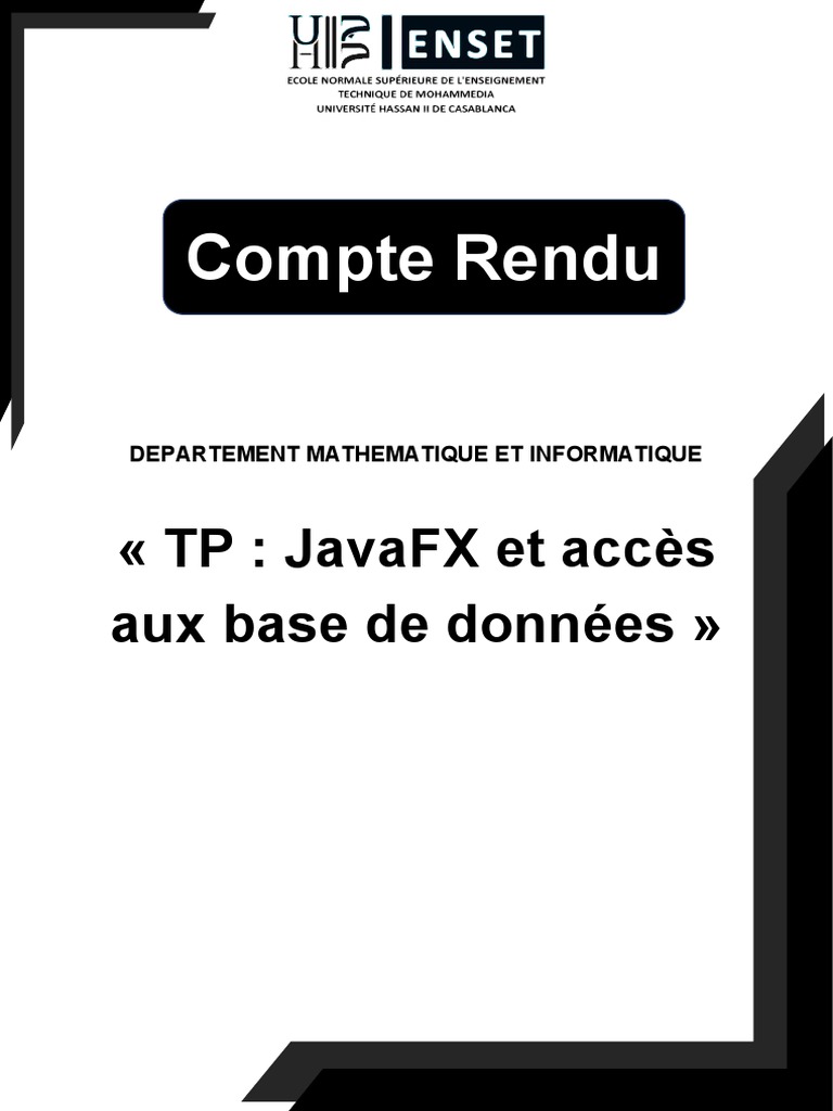 Compte Rendu Tp2 Javafx - Elyousfi Mohamed Bdcc2 | PDF | Java (Langage de programmation) | Bases ...
