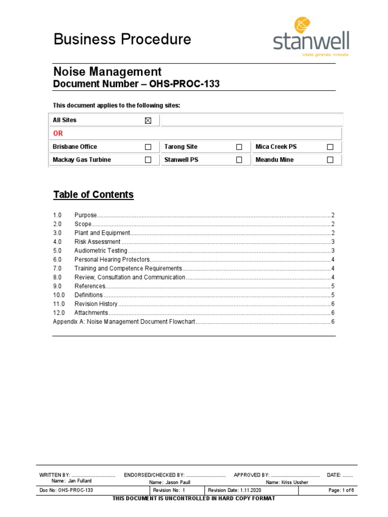Noise Management Procedure Overview | PDF | Noise | Hearing Loss