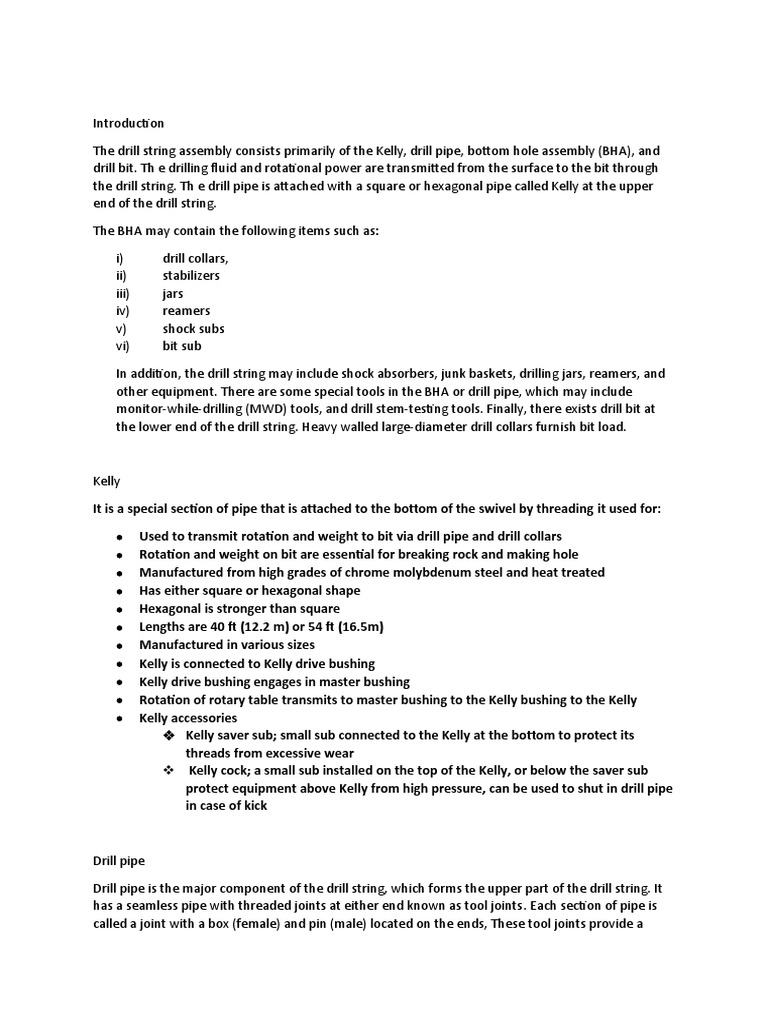Drill String Components | PDF | Pipe (Fluid Conveyance) | Mechanical Engineering