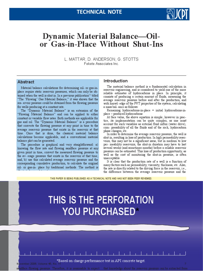 Dynamic Material Balance Oil or Gas in Place Without ShutIns | PDF ...