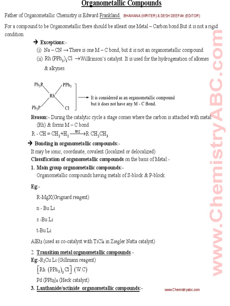Organometallic - Compounds | PDF | Organometallic Chemistry | Atoms