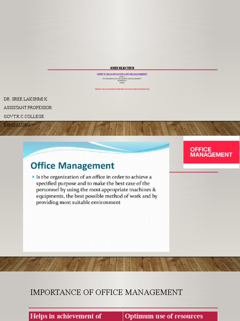 Office Management - Meaning Importance and Elements | PDF