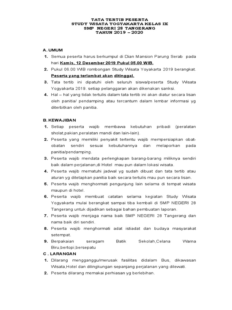 Tata Tertib Studi Wisata | PDF
