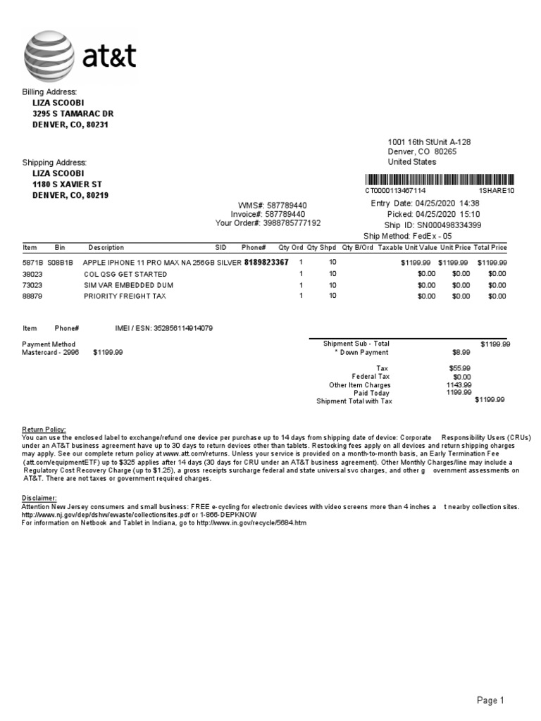 Invoice 587789440 | PDF | Fee | Receipt