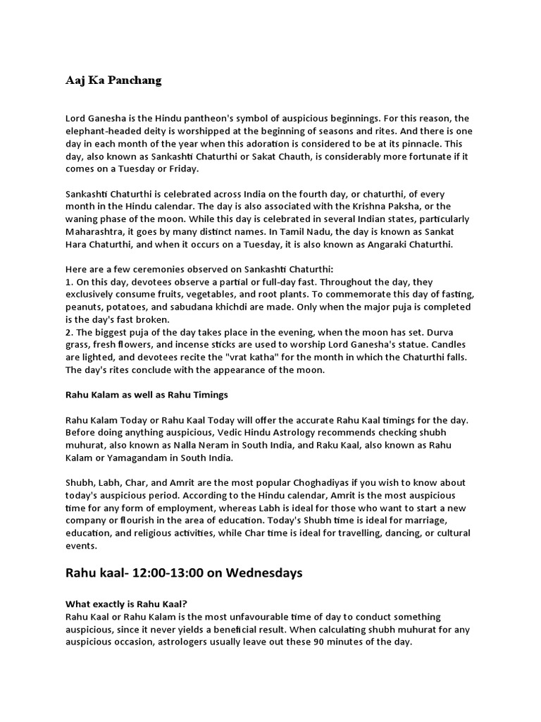 Understanding Today's Panchang: Important Hindu Calendar Details for ...