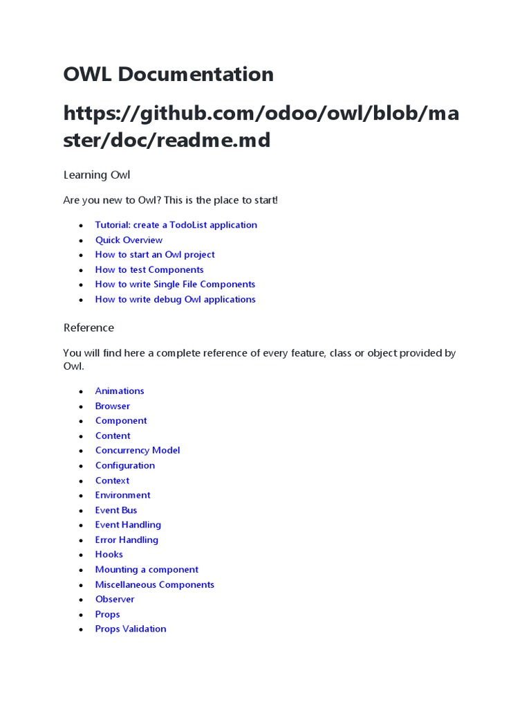 OWL Documentation | Download Free PDF | Java Script | Document Object Model