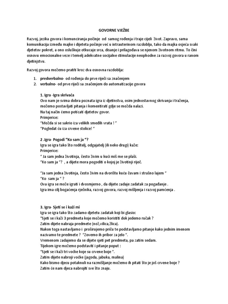 Govorne Vježbe | PDF