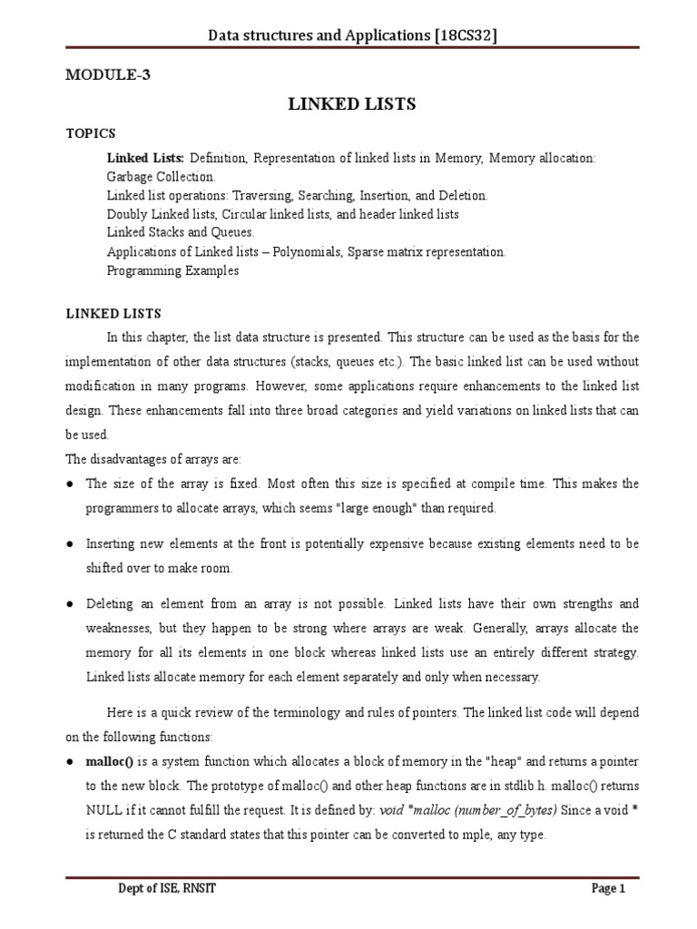 Exploring Linked Lists: Structures, Operations, Variations and Applications | PDF | Pointer ...