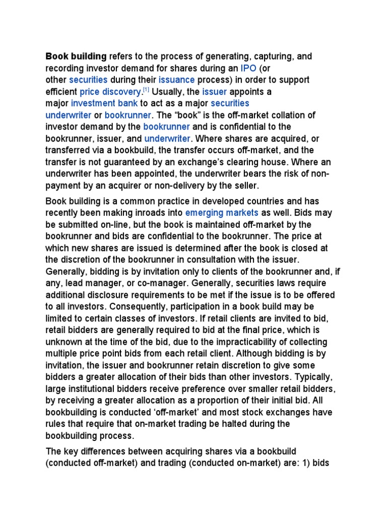 Book Building Process | PDF | Microeconomics | Investing