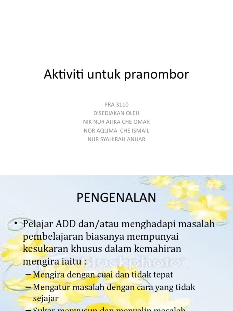 Aktiviti Untuk Pranombor | PDF