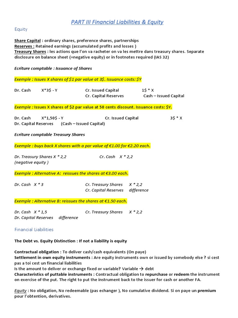 Financial Liabilities and Equity Overview | PDF | Equity (Finance ...