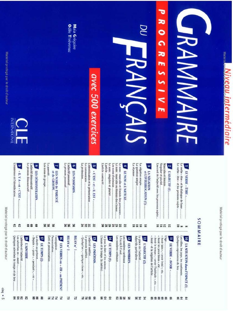Grammaire Progressive Du Francais Interm | PDF
