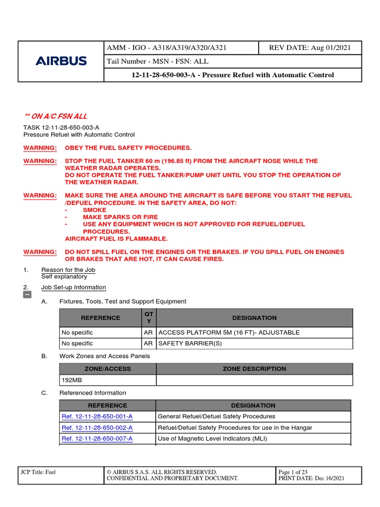 AMM - IGO - A318/A319/A320/A321 REV DATE: Aug 01/2021 Tail Number - MSN - FSN: ALL | PDF ...