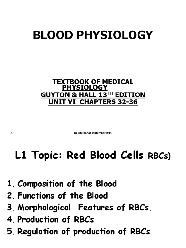 L1 Composition and Function of Blood | PDF | Red Blood Cell | Anatomy