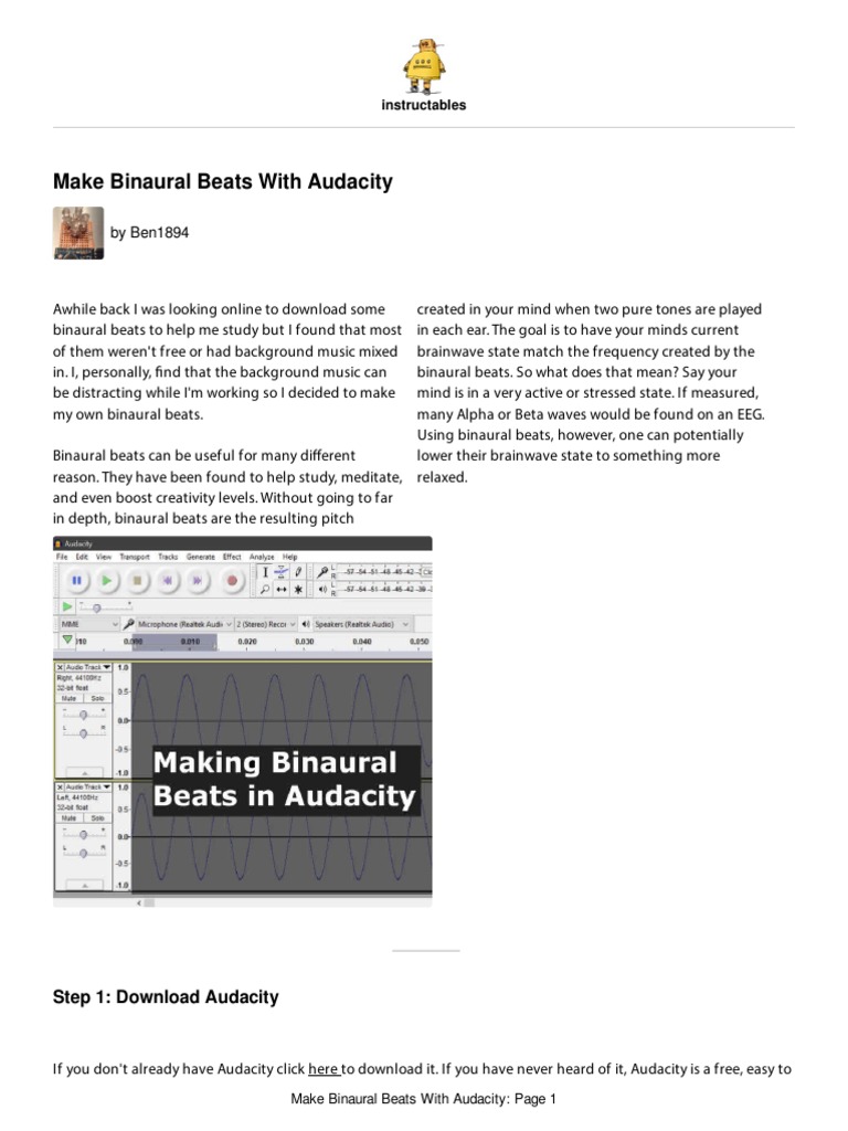 DIY Binaural Beats with Audacity | PDF | Pitch (Music) | Mp3