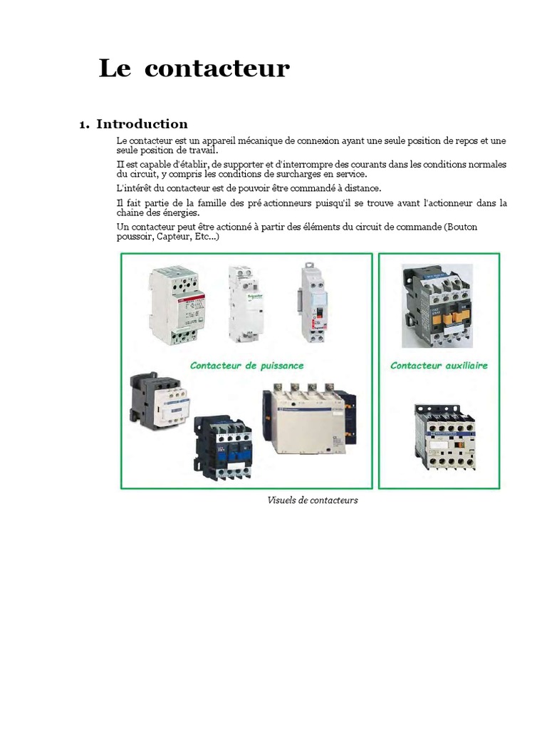Fonctionnement et choix des contacteurs | PDF | Électromagnétisme ...
