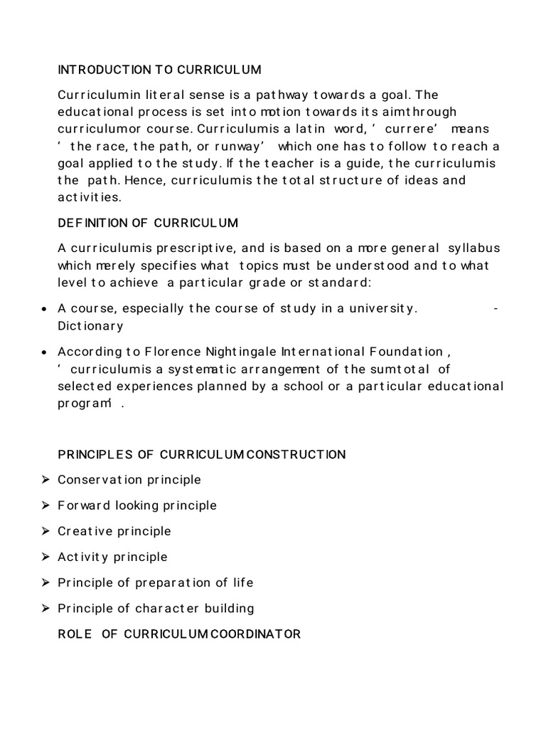 Introduction To Curriculum | PDF
