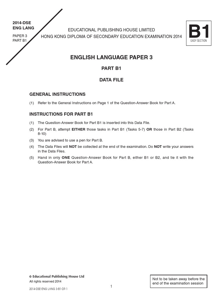 English Language Paper 3: General Instructions | PDF