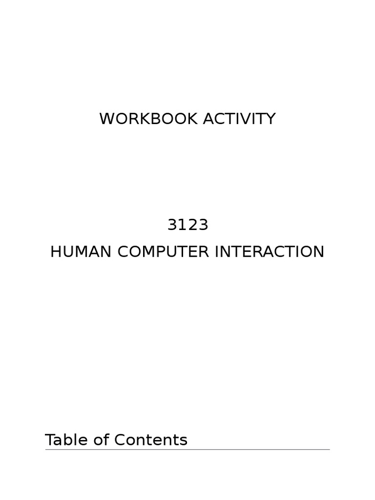 Human-Computer Interaction Workbook | PDF | Graphical User Interfaces ...