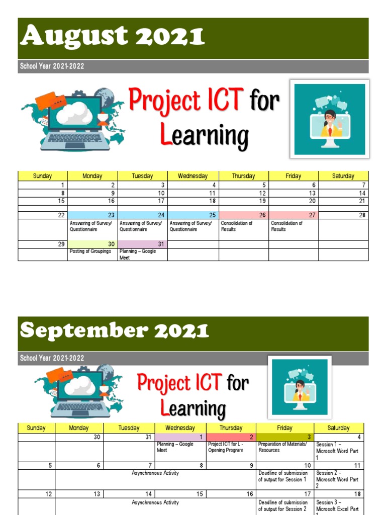 ICT Calendar 2021-2022 Overview | PDF