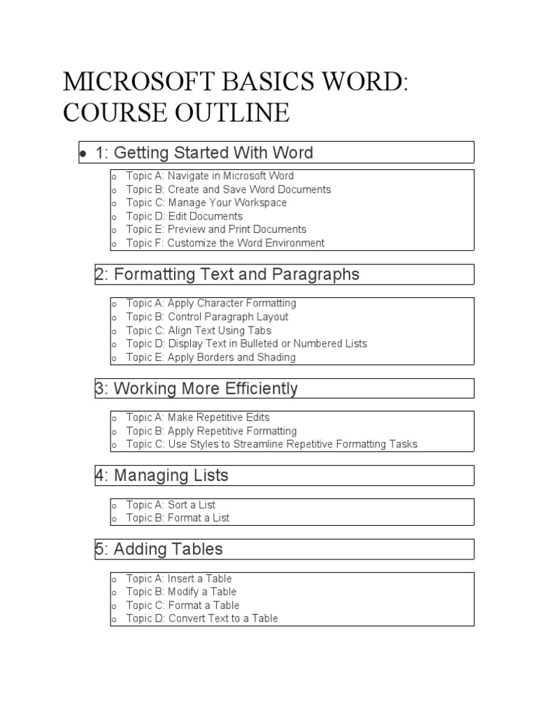 Microsoft Office Course Outline | PDF | Microsoft Excel | Page Layout