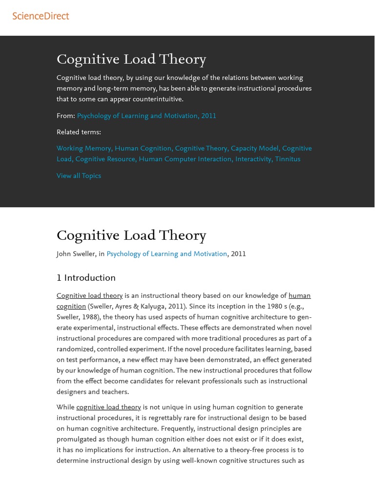 Cognitive Load Theory | PDF | Learning | Instructional Design