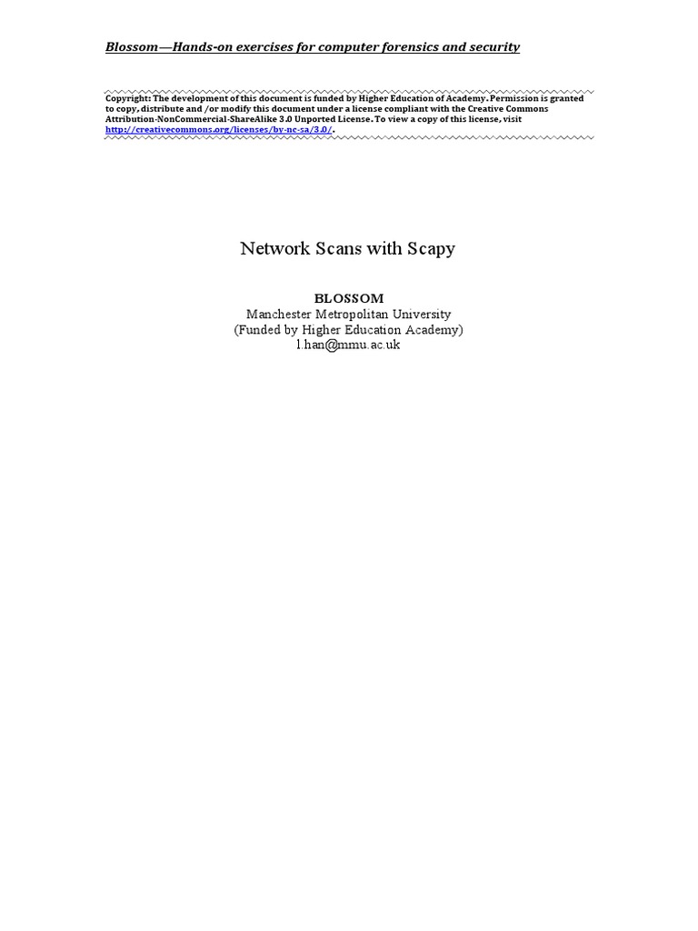 Scapy Scans, Trace Routes and TCP Handshakes | Download Free PDF ...