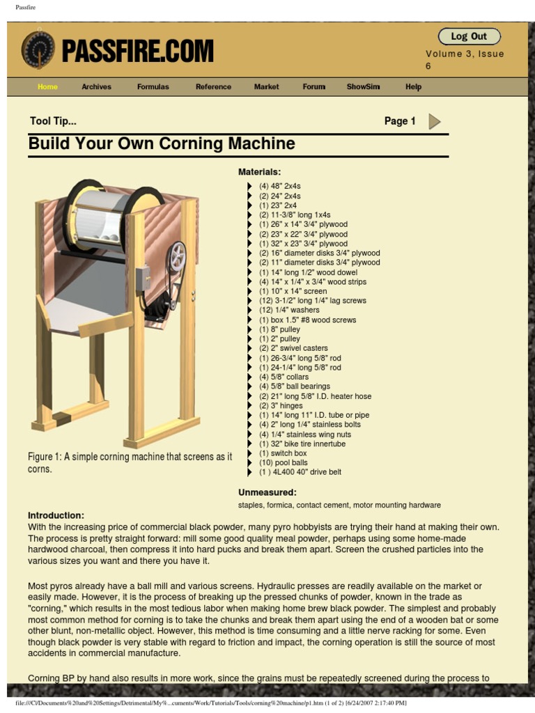 Build Your Own Corning Machine: Tool Tip.. | PDF | Screw | Gunpowder