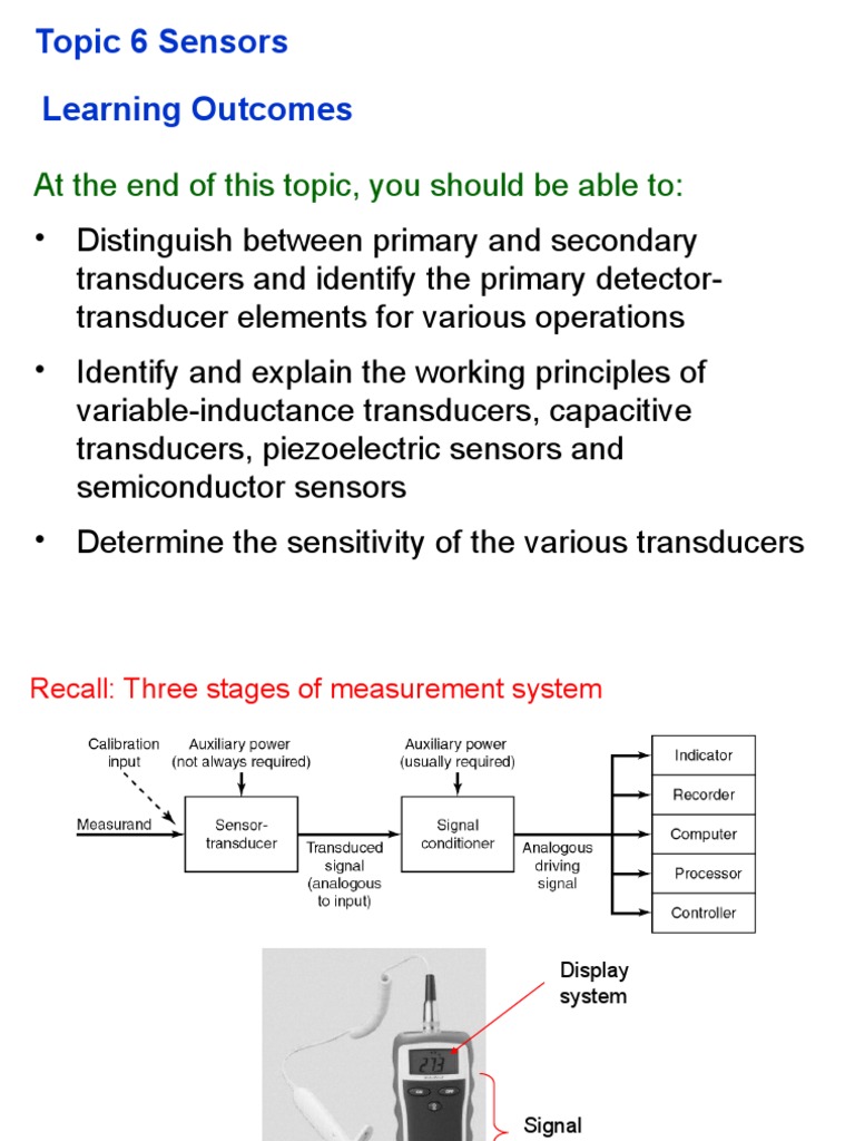 Topic 6 Sensors Learning Outcomes: at The End of This Topic, You Should ...