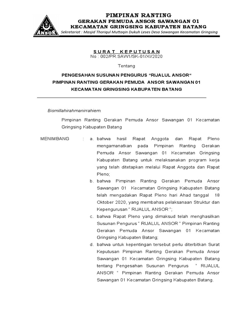 Sk. Rijalul Ansor Ranting | PDF