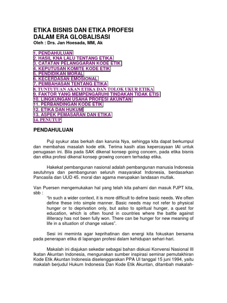 Etika Bisnis Dan Etika Profesi | PDF