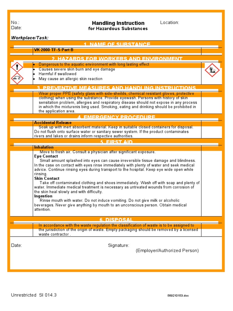 Hazardous Substance Handling Guide | PDF | Allergy | Water